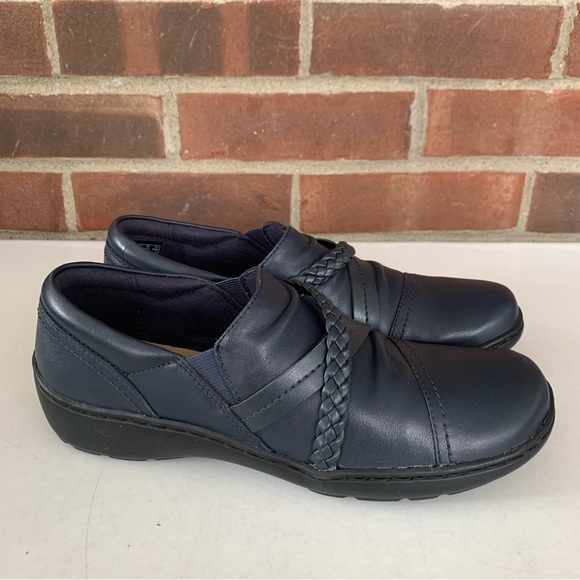 Clarks | Shoes | Clarks Cora Braid Loafers Womens Us 7 N Navy Leather ...